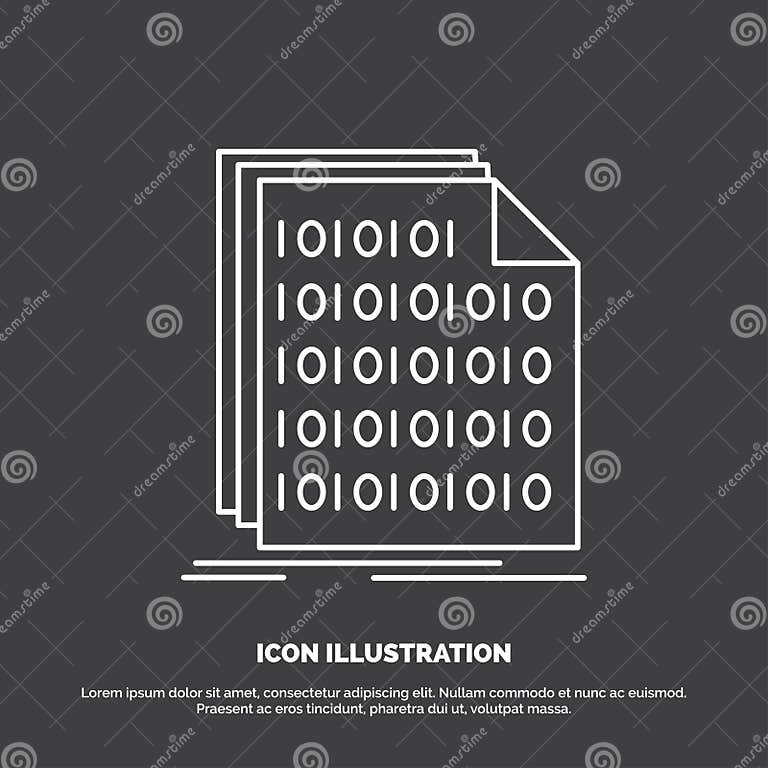 Binary Code Coding Data Document Icon Line Vector Symbol For Ui And Ux Website Or Mobile
