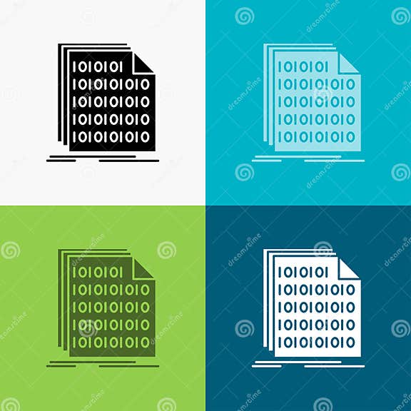 Binary Code Coding Data Document Icon Over Various Background Glyph Style Design Designed