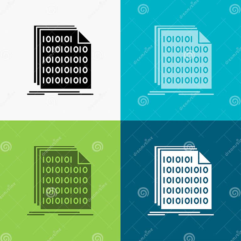 Binary Code Coding Data Document Icon Over Various Background Glyph Style Design Designed