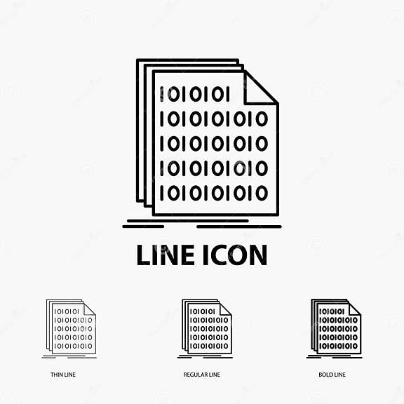 Binary, Code, Coding, Data, Document Icon in Thin, Regular and Bold ...