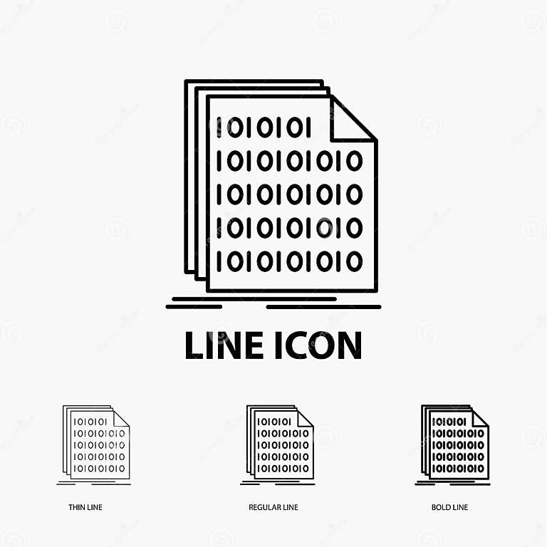Binary, Code, Coding, Data, Document Icon in Thin, Regular and Bold Line Style. Vector ...