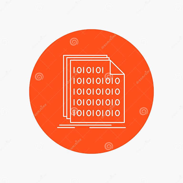 Binary, Code, Coding, Data, Document White Line Icon in Circle ...