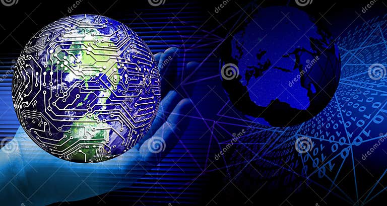 Binary Code and Cogs Background with Global Marketing , Digital Abstract Technology Background ...