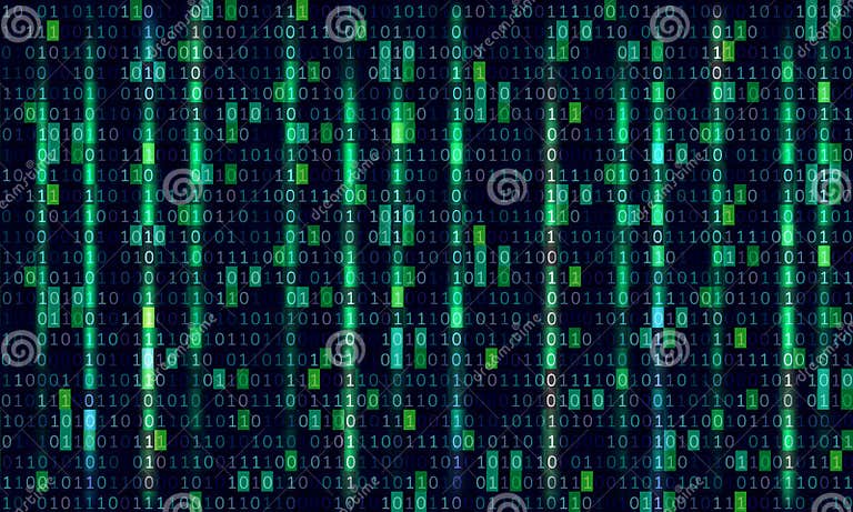 Binary Code Computer Matrix Background Art Design. Digits on Screen ...