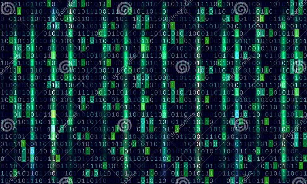 Binary Code Computer Matrix Background Art Design. Digits on Screen ...