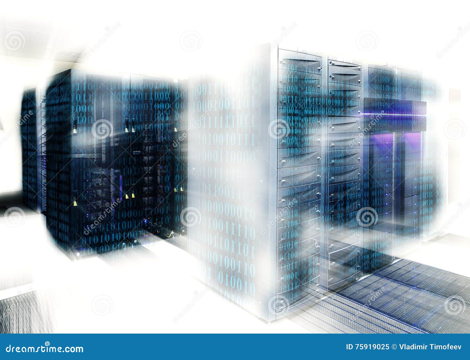 Binary Code Covers a Portion of Mainframe in the Data Center Stock ...