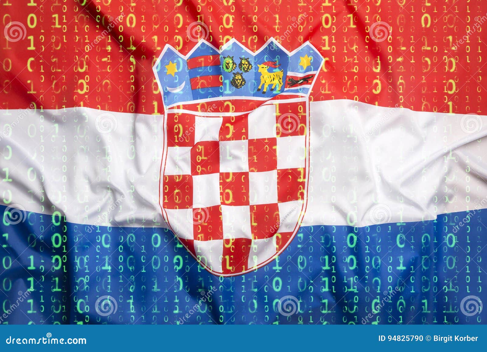 Binary Code with Croatia Flag, Data Protection Concept Stock Photo ...