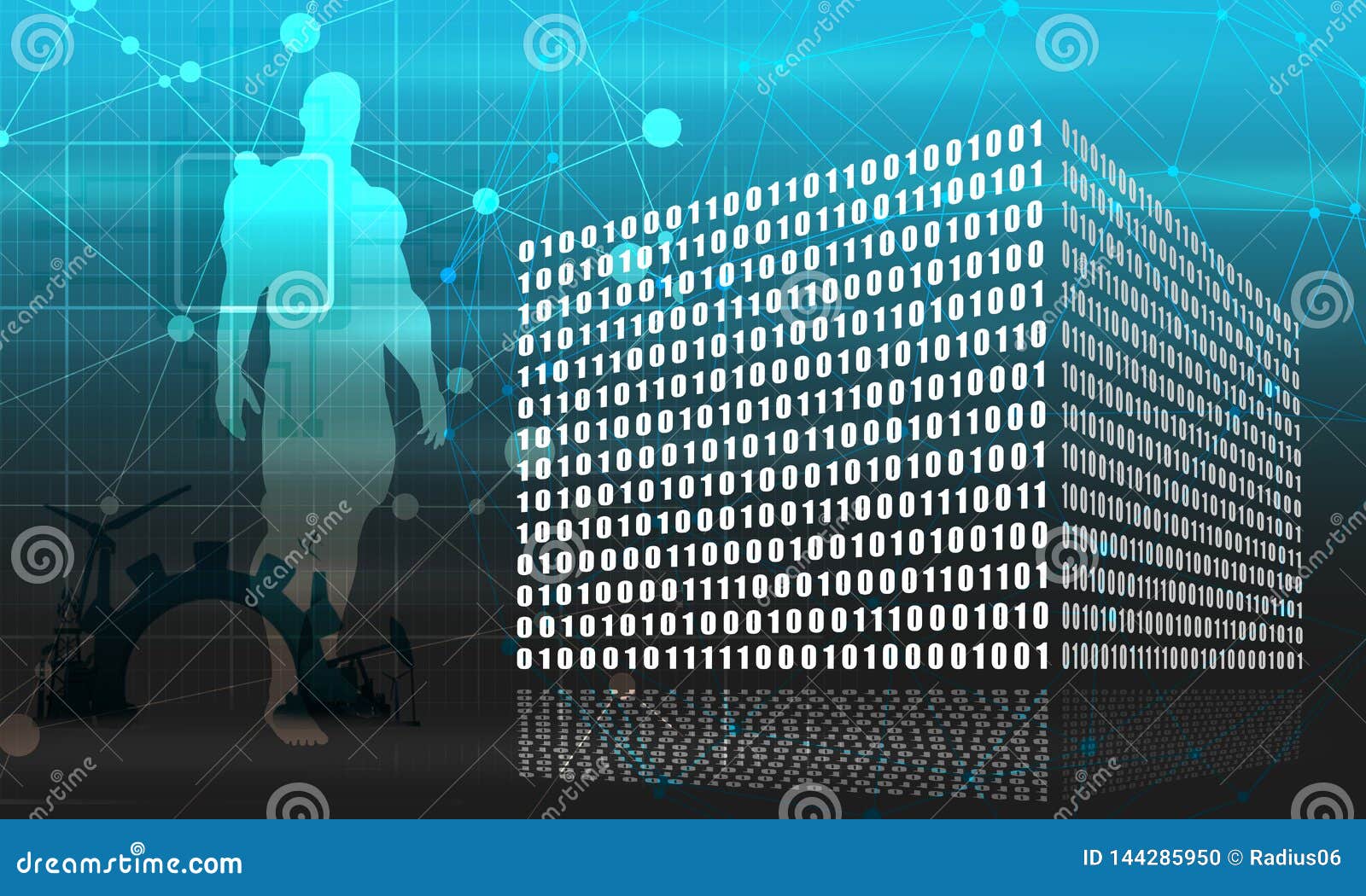 Binary code cube stock illustration. Illustration of digit - 144285950