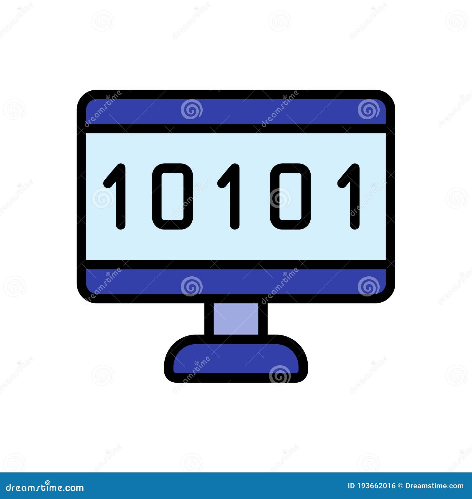 Binary Code Cyber Attack Icon Simple Color With Outline Vector