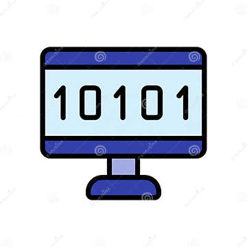 Binary Code Cyber Attack Icon. Simple Color with Outline Vector Elements of Hacks Icons for Ui ...