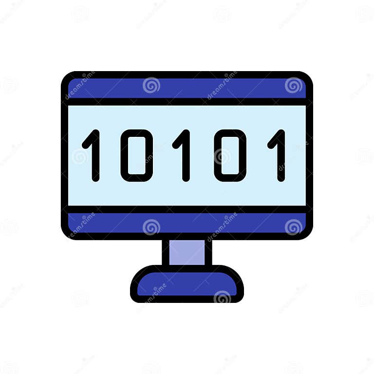 Binary Code Cyber Attack Icon. Simple Color with Outline Vector Elements of Hacks Icons for Ui ...