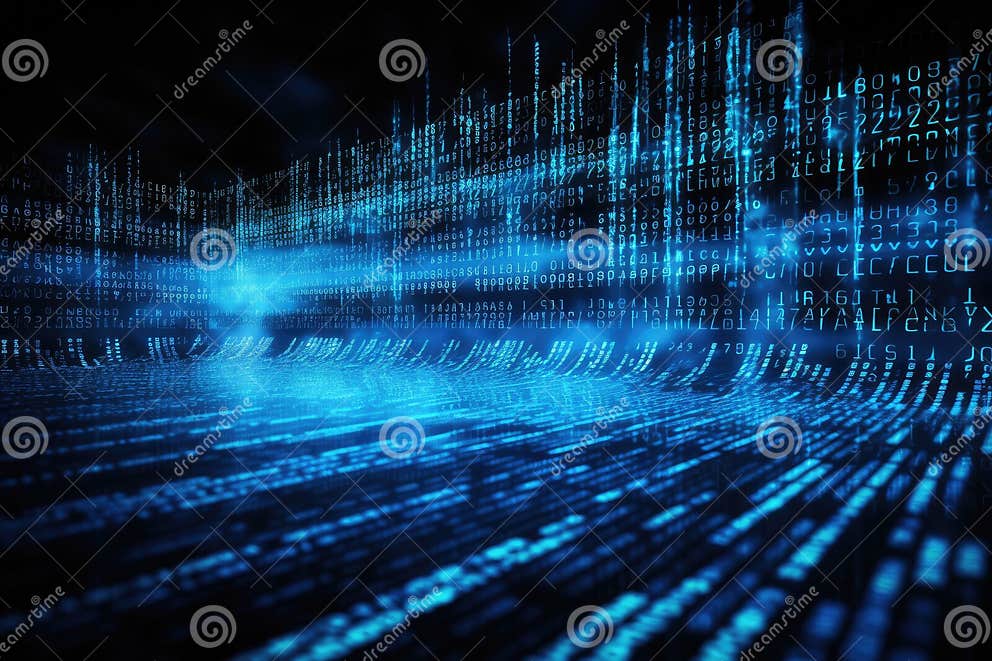 Binary Code on a Dark Blue Background, Computer Generated Abstract Background, 3d Render ...