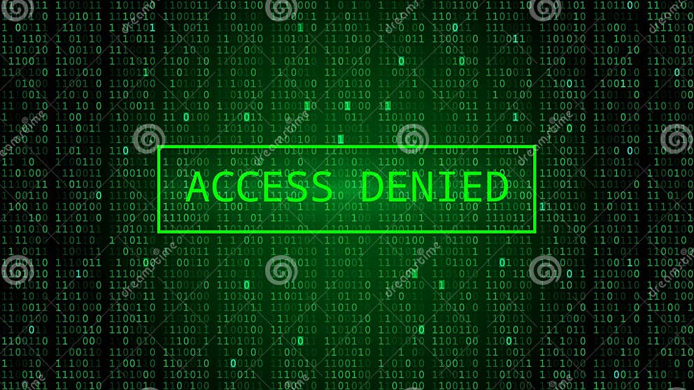 Binary Code on Dark Green Backdrop. Access Denied Stock Vector ...