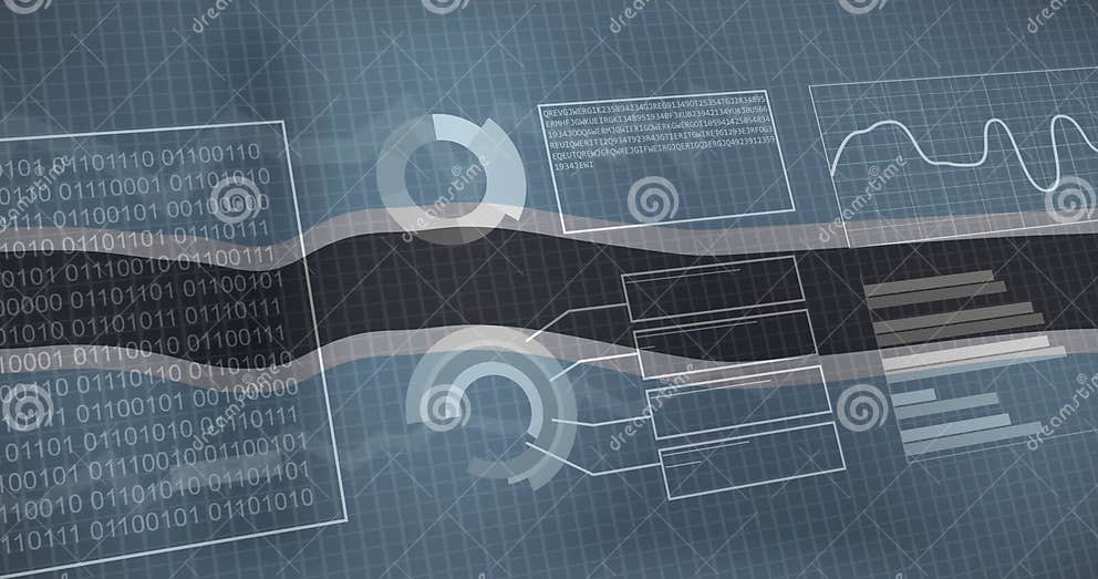 Binary Code and Data Processing Image Over Botswana Flag and Technical ...