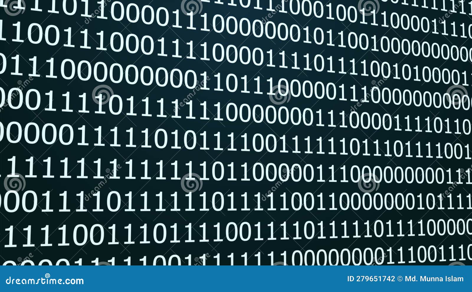 Binary Code, Data Steam. a Stream of Binary Matrix Code on the Screen ...