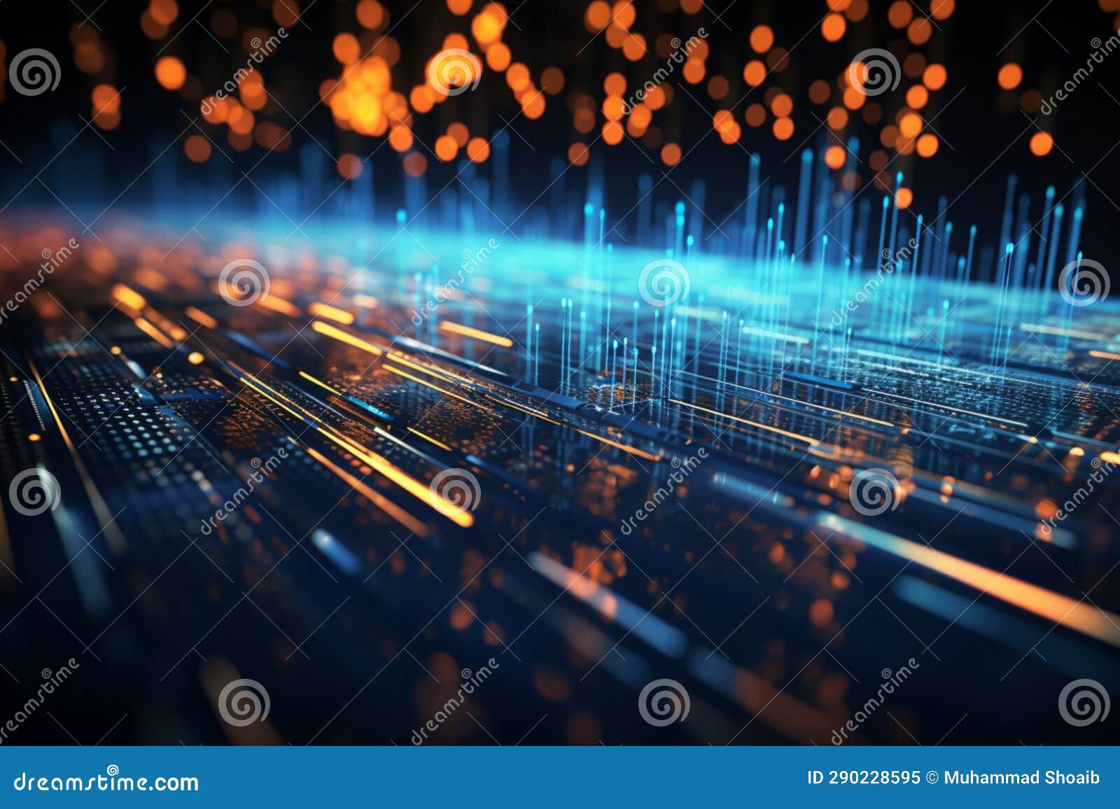 Binary Code and Data Storage Collide in a Futuristic 3D Rendering of Technology Stock ...