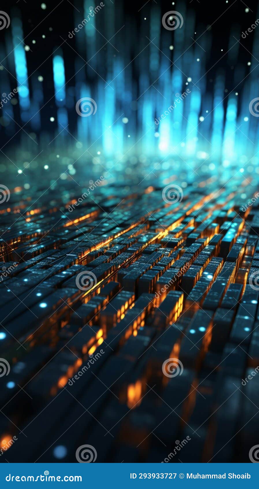 Binary Code and Data Storage Collide in a Futuristic 3D Rendering of Technology Stock ...