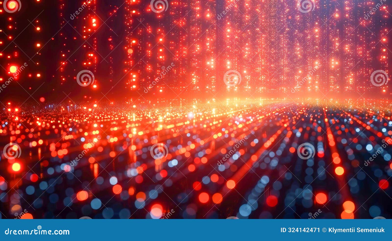 Binary Code and Digital Lines Abstract Background. Red Fiber Optics ...
