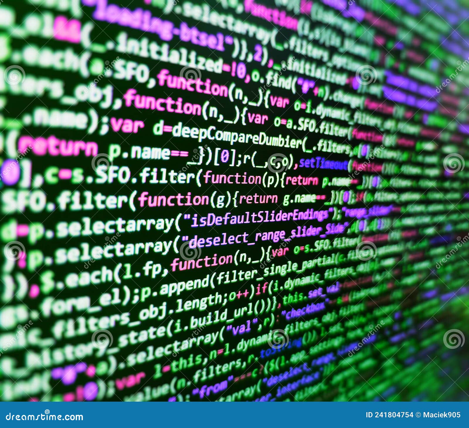 Binary Code Digital Technology Background. Application Web Source Code on Monitor Stock Photo ...