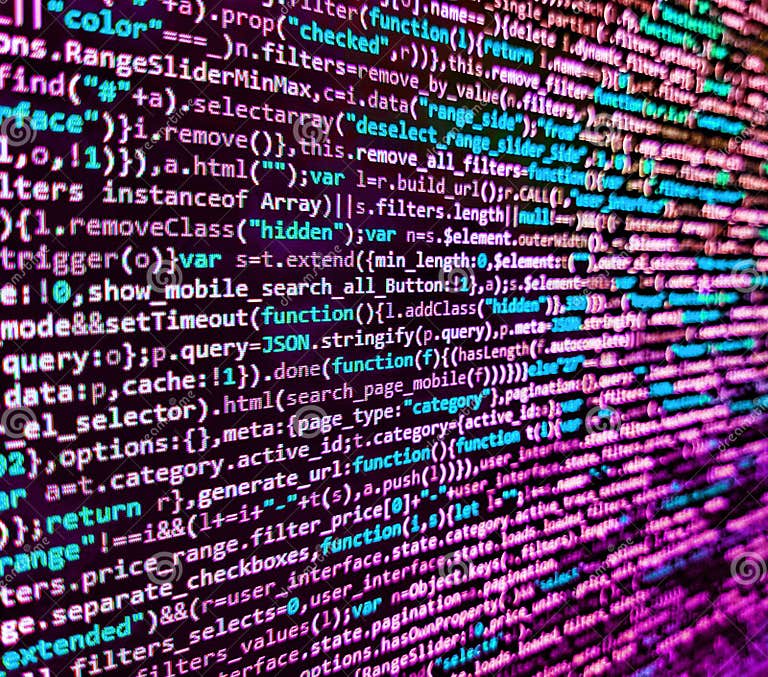 Binary Code Digital Technology Background. Computer Code on Laptop Web ...