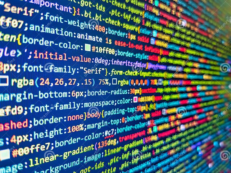 Binary Code Digital Technology Background. Screen of Web Developing ...