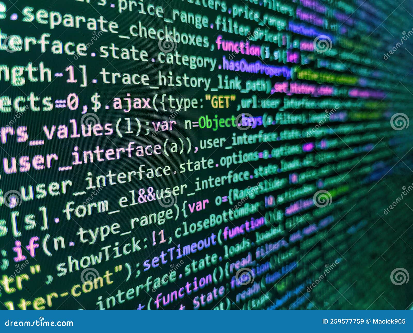 Letters, Chars, And Digits. Closeup Of Web Code On Computer LED Screen. Search Engine ...