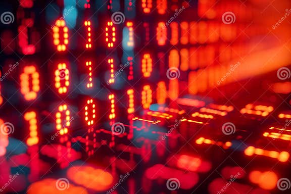 Binary Code Display on Monitor with Reflective Shadows Stock Photo ...