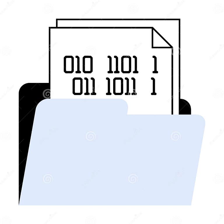 Binary Code Documents in Blue Folder Symbolizing Data Storage and Digital Information Stock ...