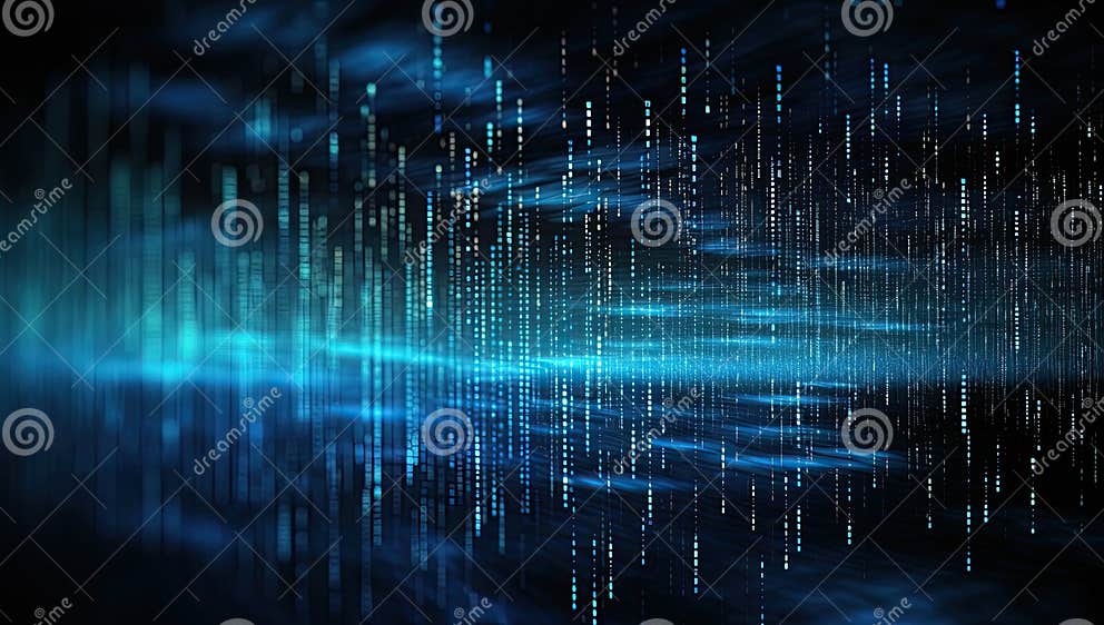 Binary Code Dots and Blue Lights in Digital Composition Stock Photo ...