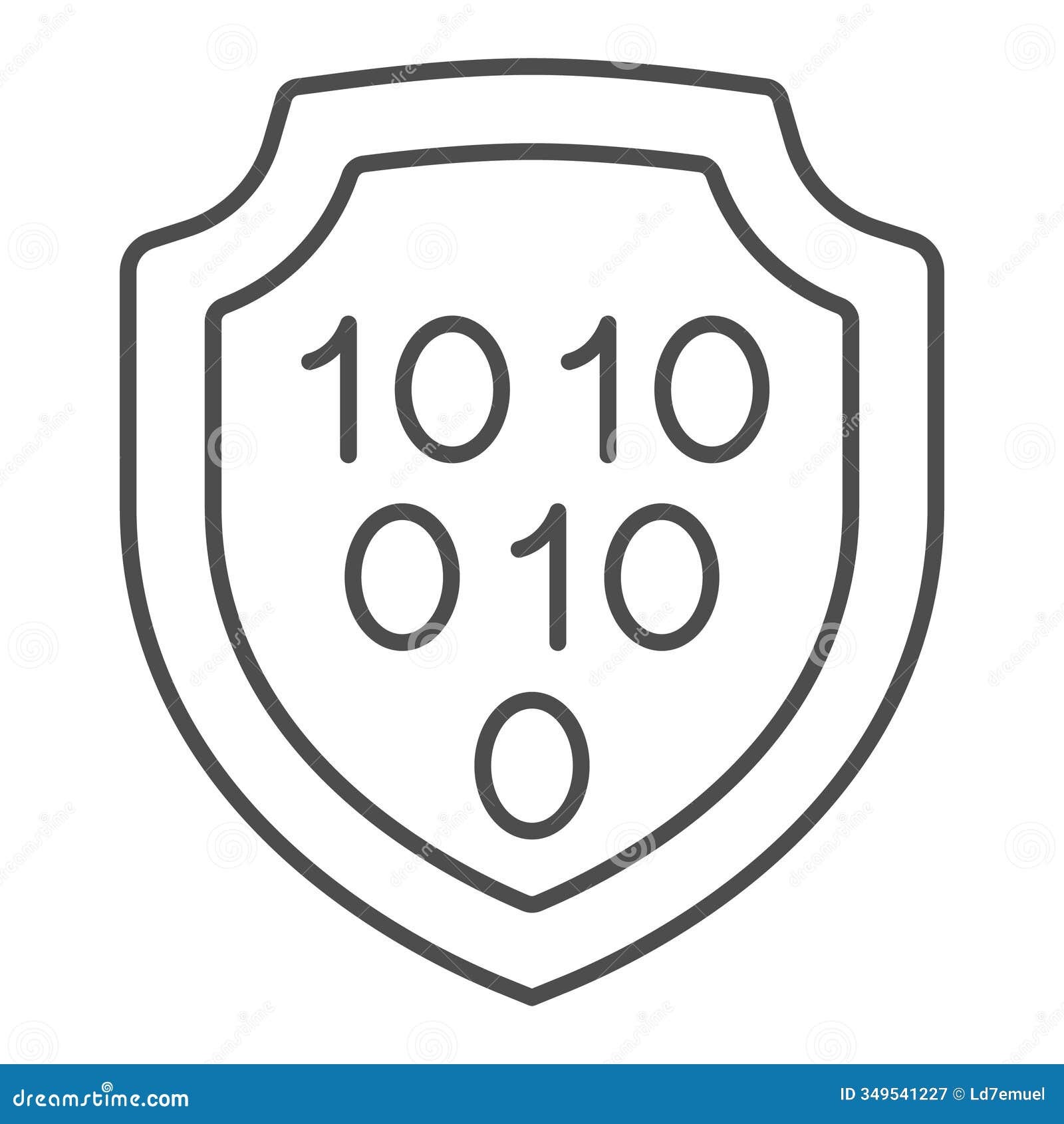 Binary Code on Emblem Thin Line Icon, Hacker Attacks Concept. Vector Graphics Stock Vector ...