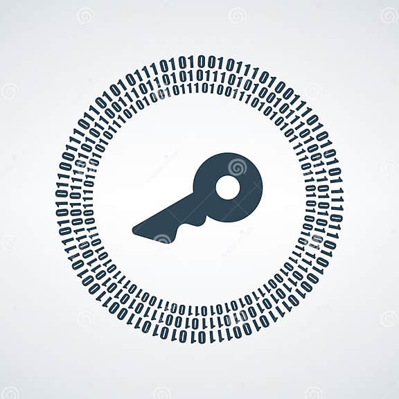 Binary Code Encryption Numbers and Special Symbols with the Key As Symbol of Password. Concept ...