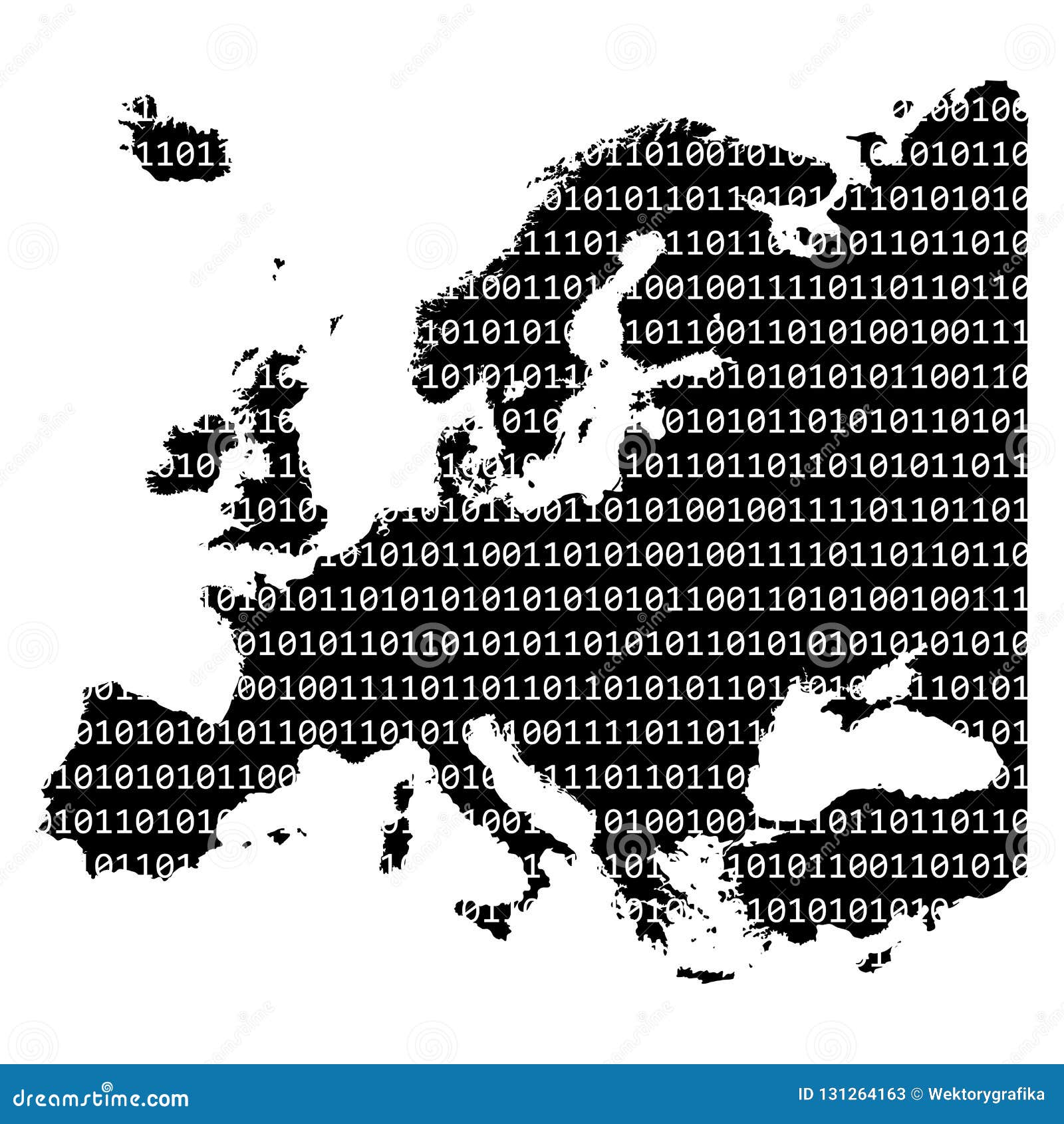 Binary Code Europe Map Concept Design Isolated on White Background ...