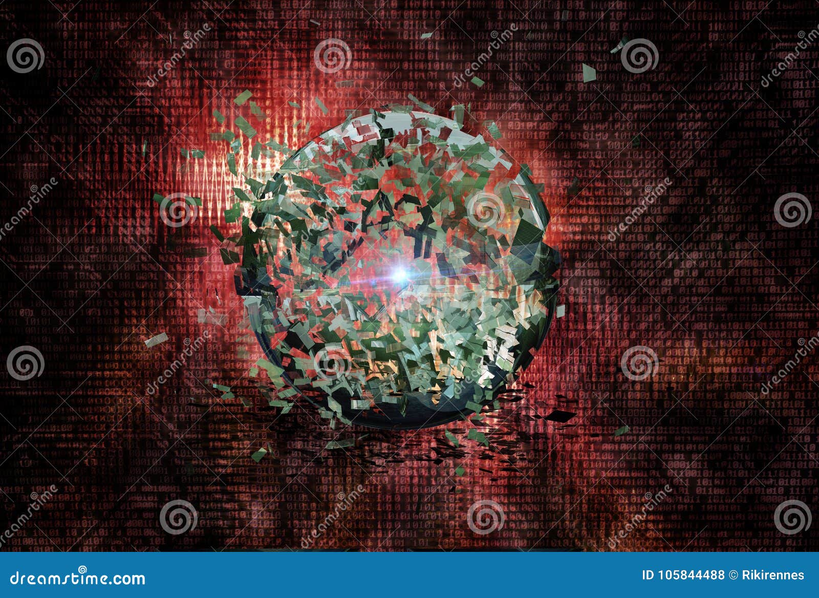 Binary Code with Explosion of a Sphere Stock Illustration ...