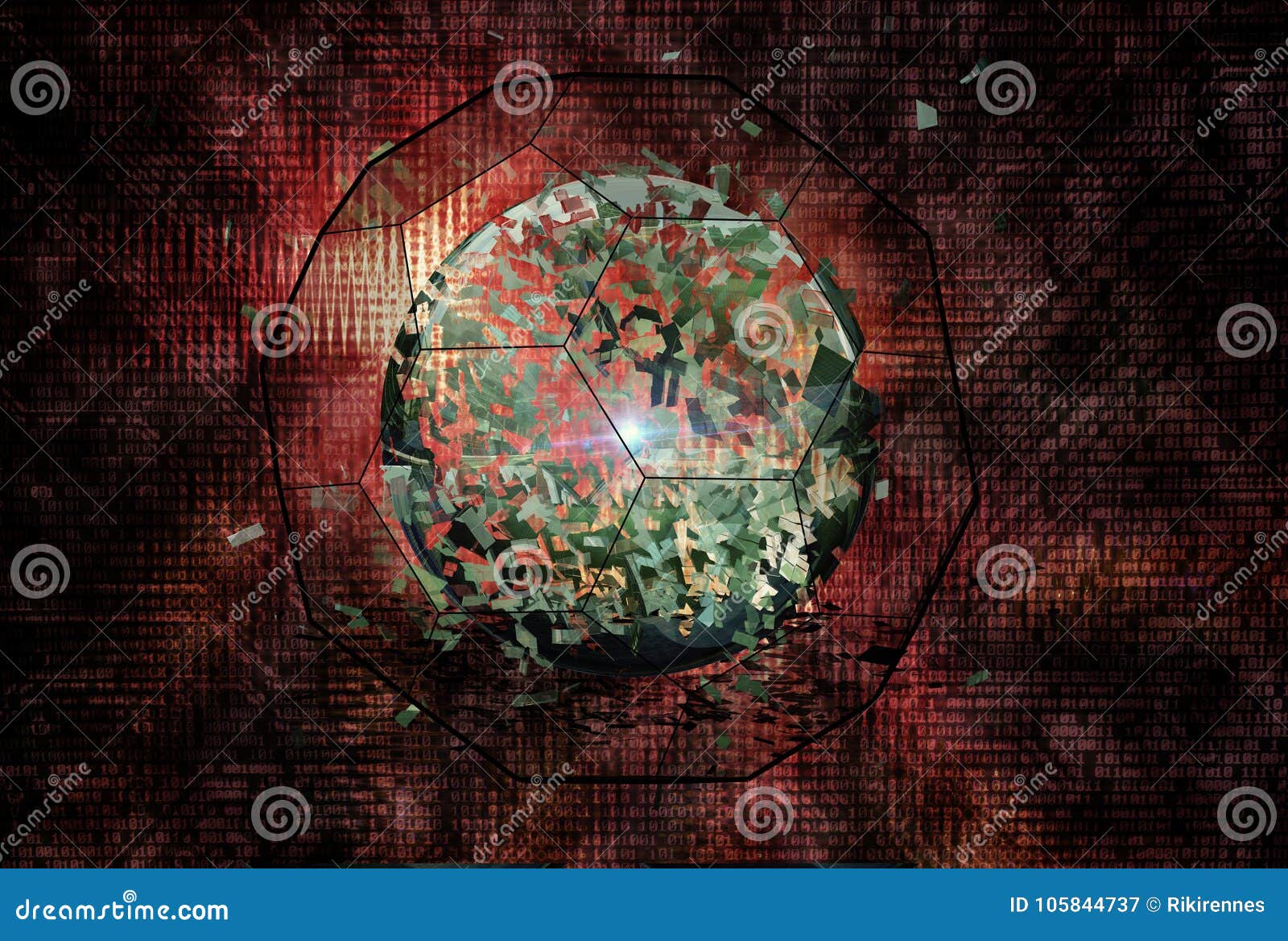 Binary Code with Explosion of a Sphere Stock Illustration ...