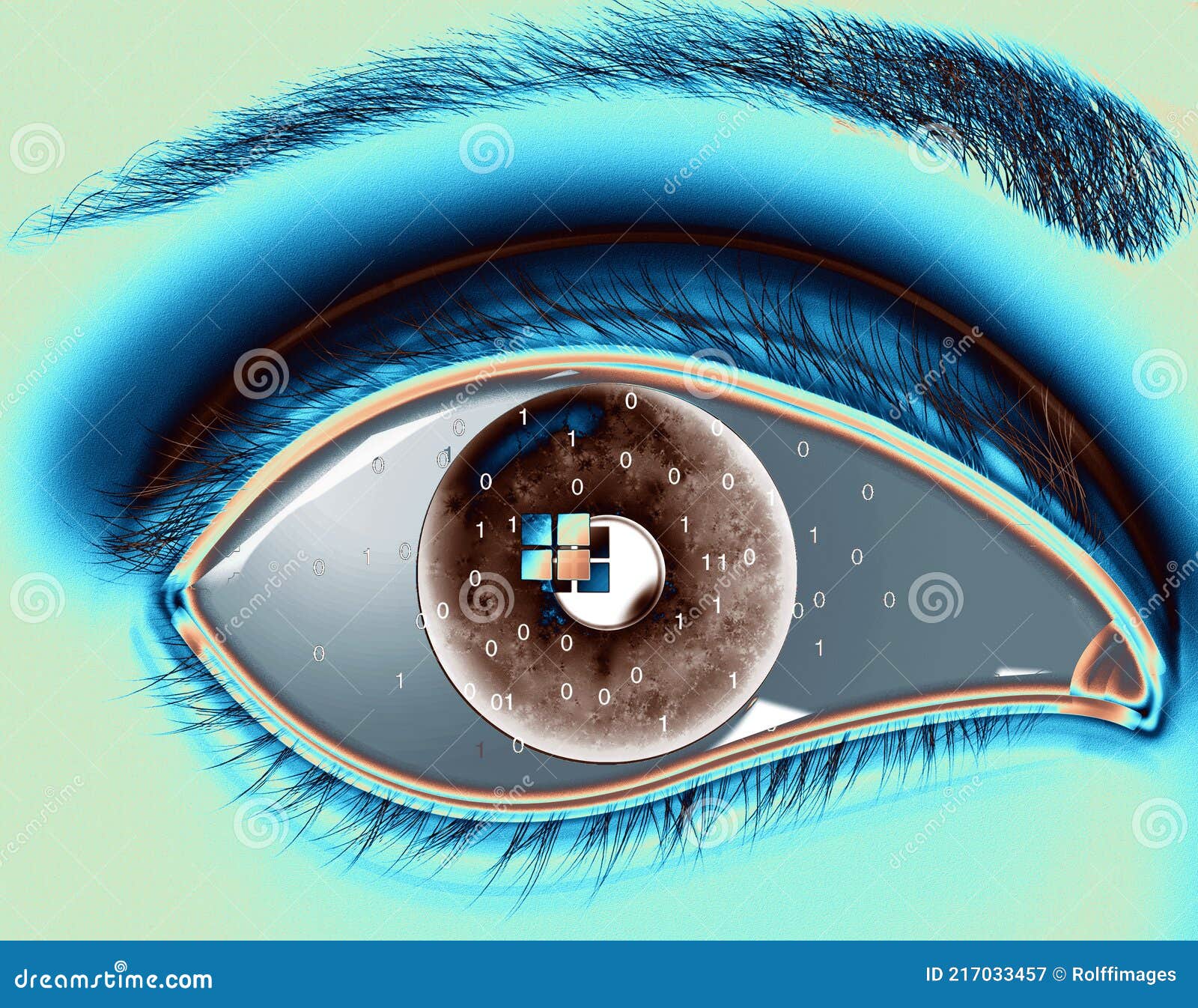 Binary Code Eye stock illustration. Illustration of face - 217033457