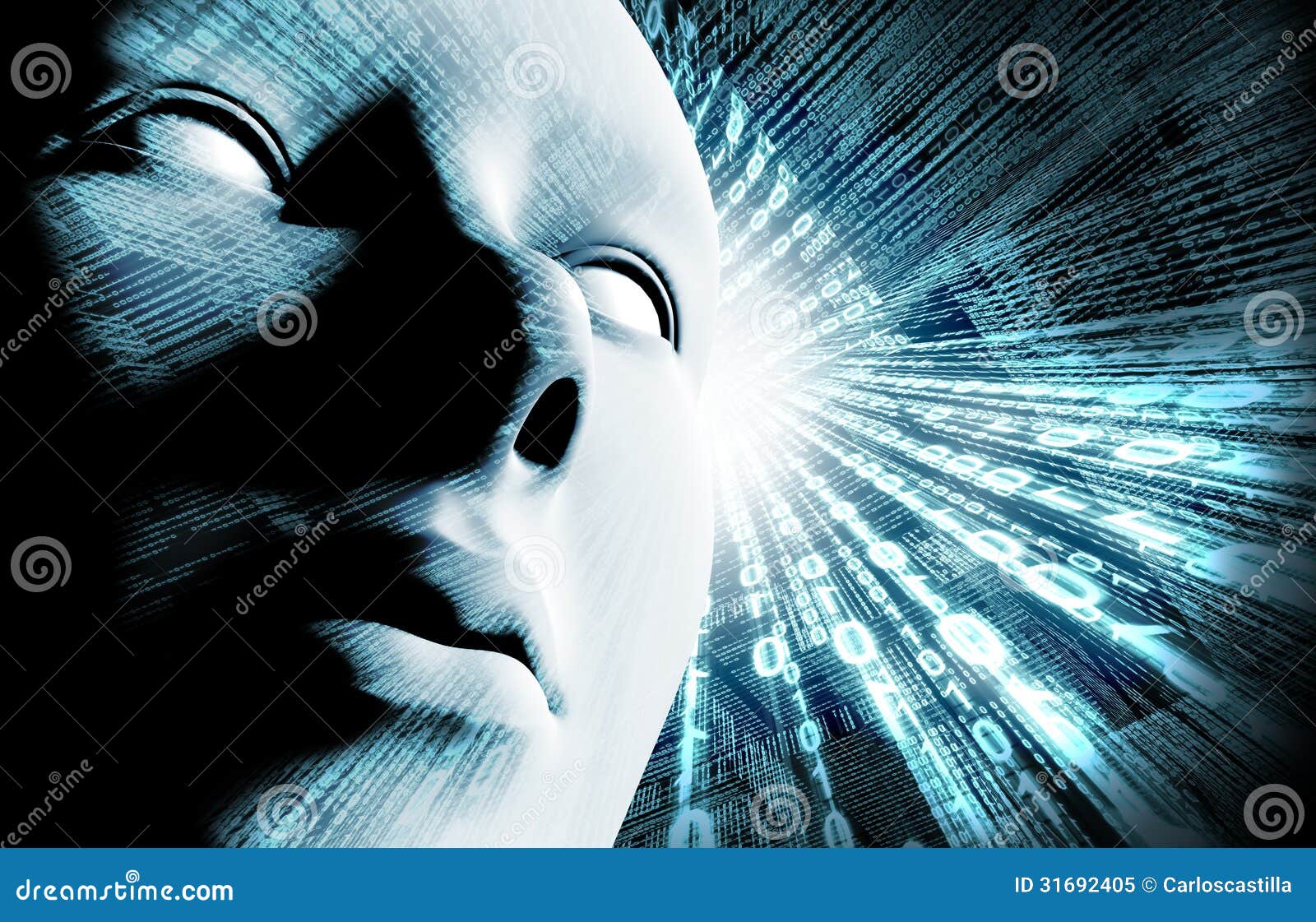 Binary code and face stock illustration. Illustration of cyber - 31692405