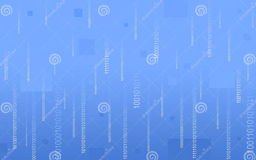 Binary Code Falling on Blue Stock Illustration - Illustration of coding ...