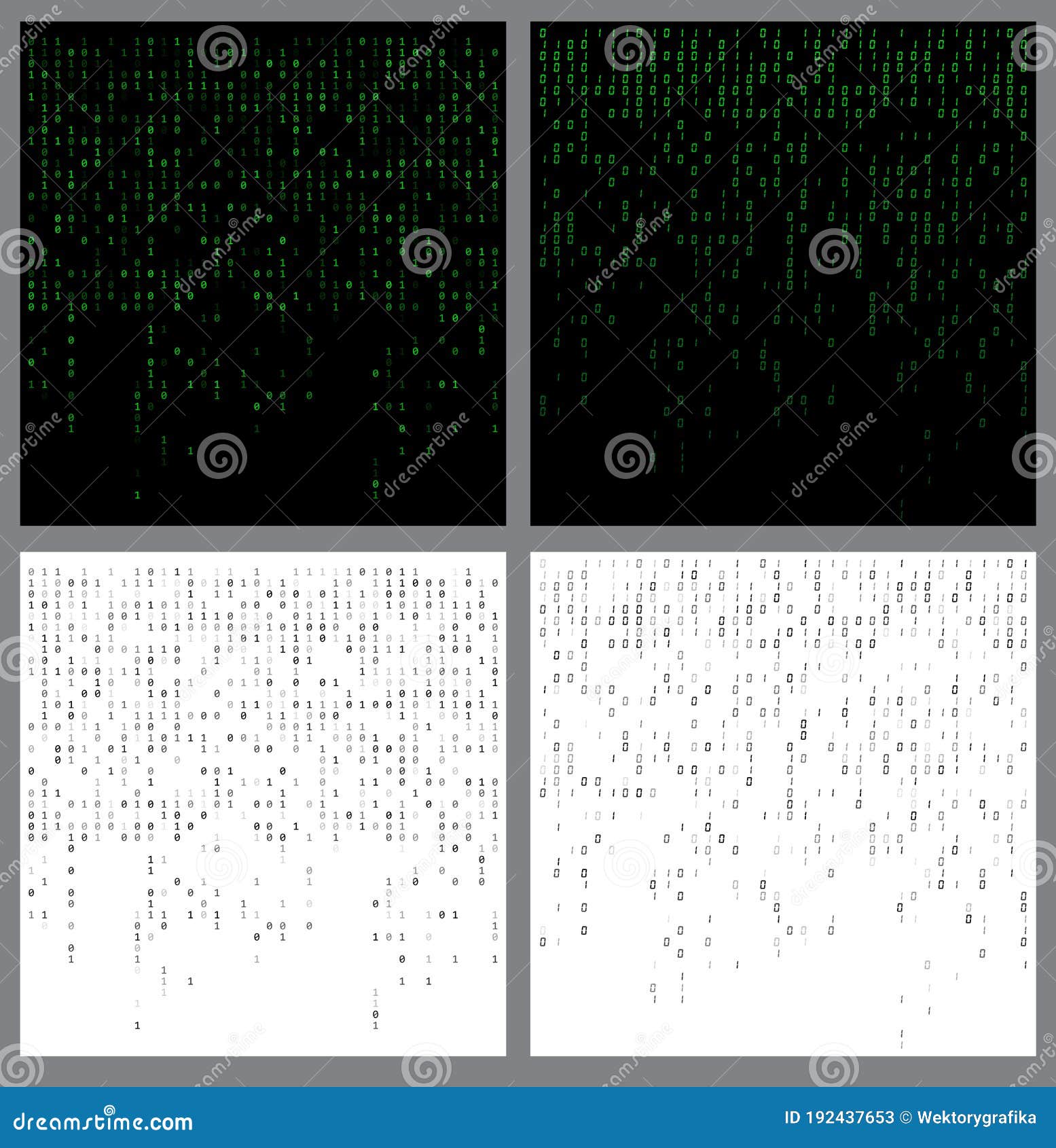 Binary Code Falling. Programming Fading Patterns Set. Collection of ...