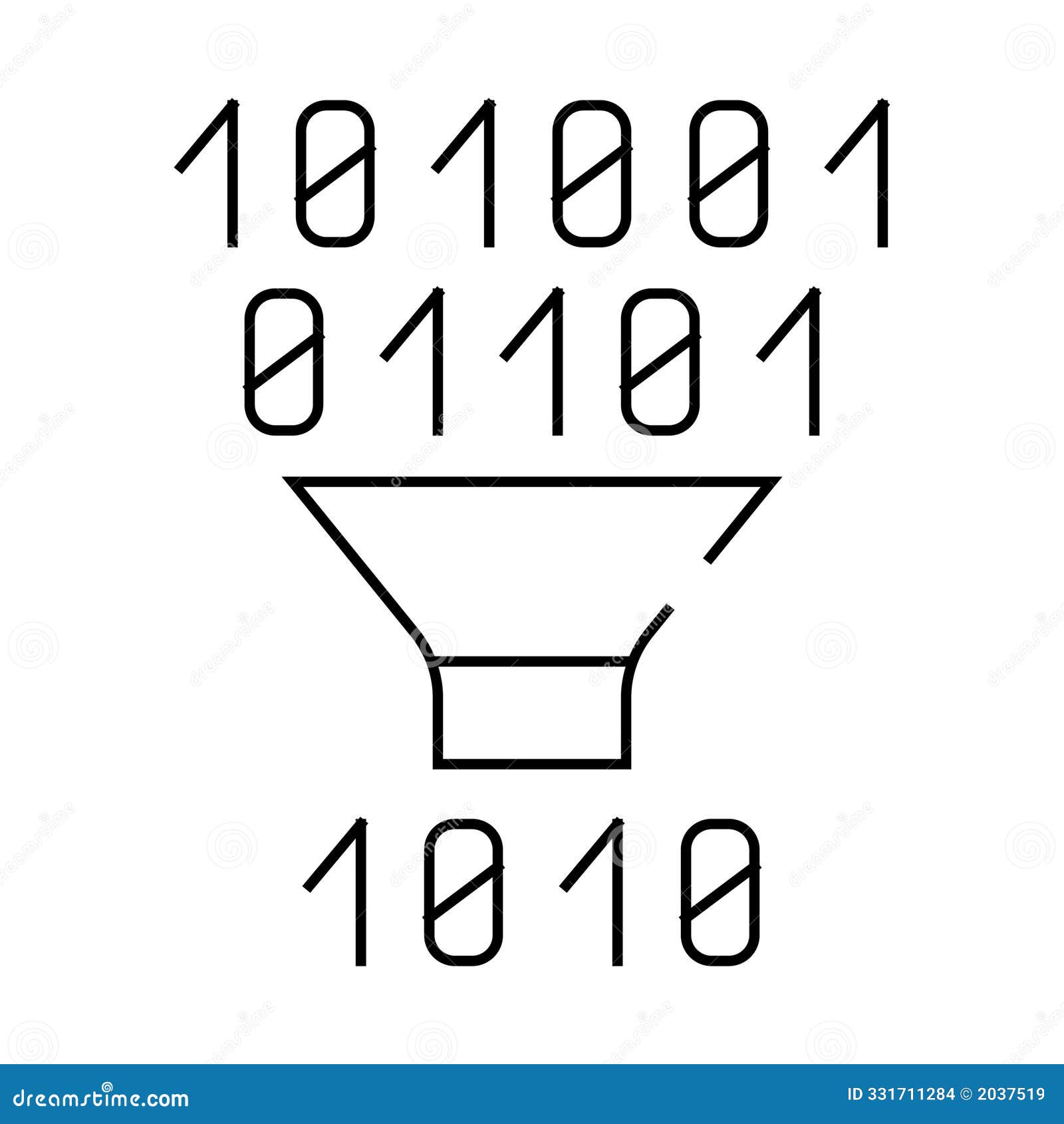 Binary Code Filtration Line Icon Vector Illustration Stock Illustration ...