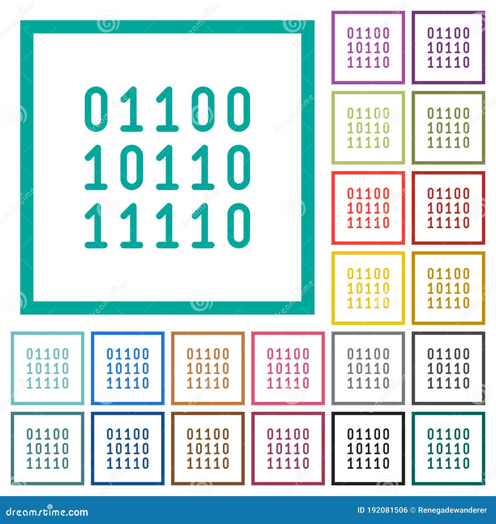 Binary Code Flat Color Icons with Quadrant Frames Stock Vector ... Binary Code Flat Color Icons with Quadrant Frames Stock Vector ...