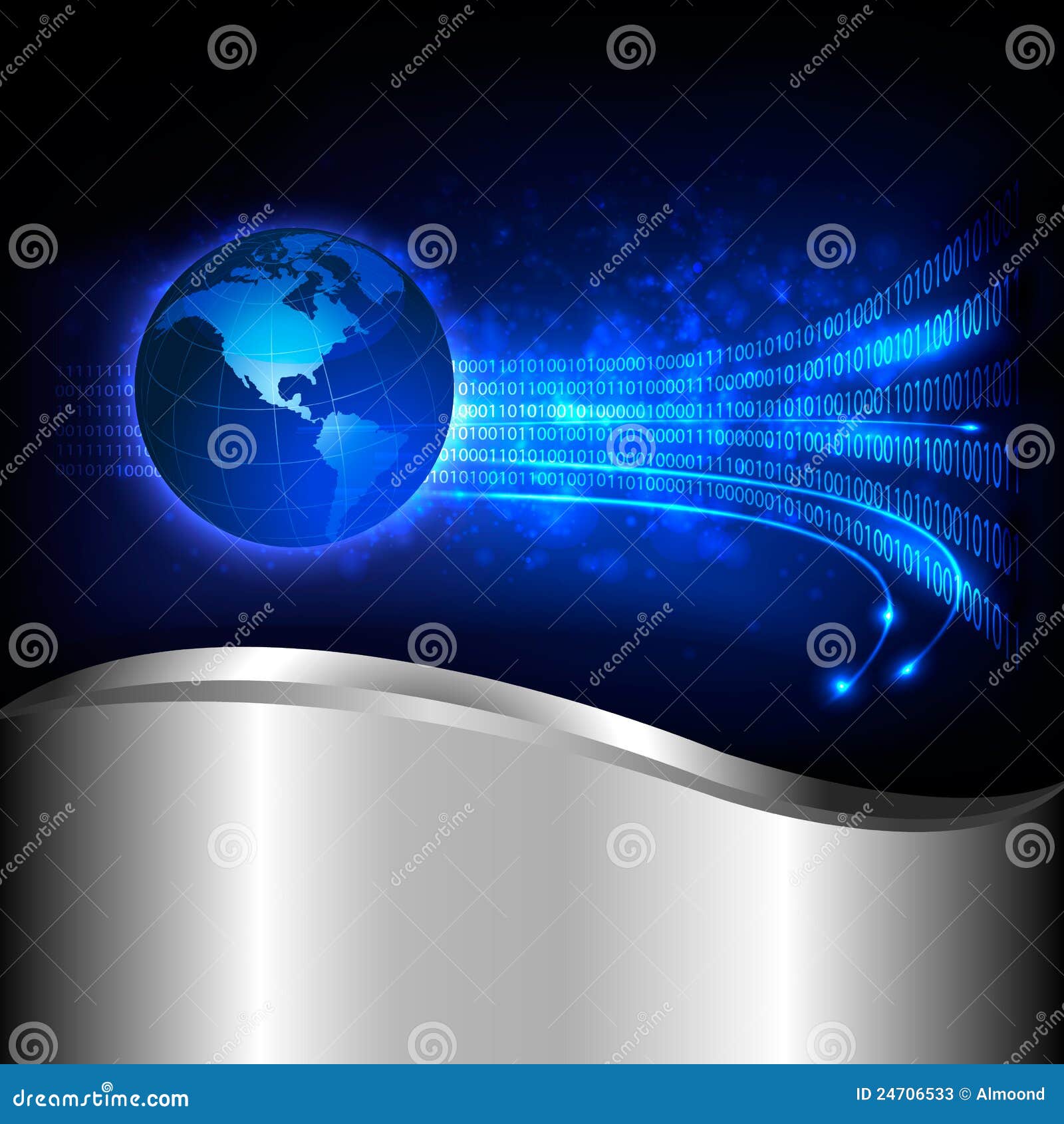 Binary Code Flowing Behind the Globe. Stock Vector - Illustration of data, movement: 24706533