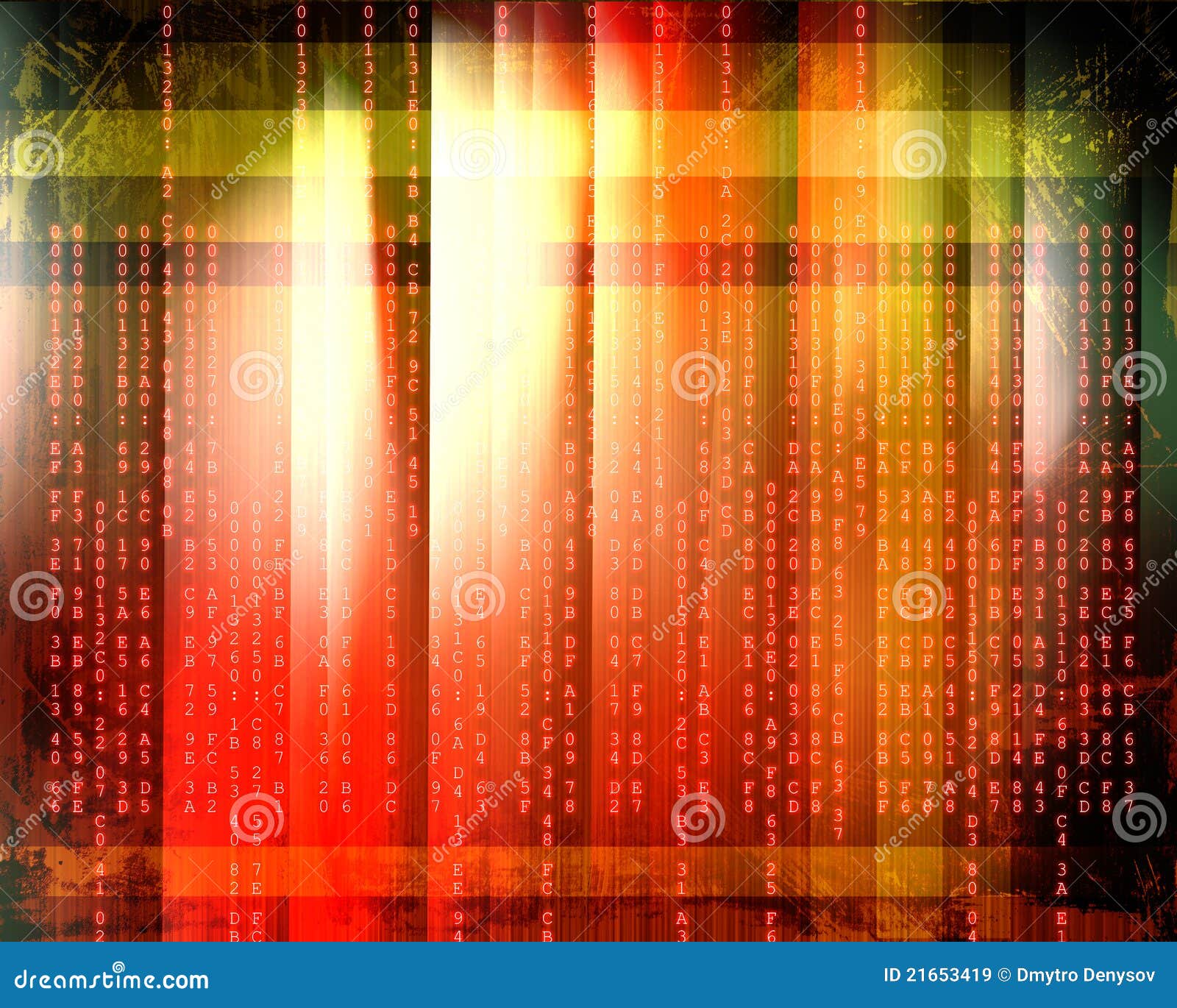 Binary Code Flowing Over a Red Stock Illustration - Illustration of ...