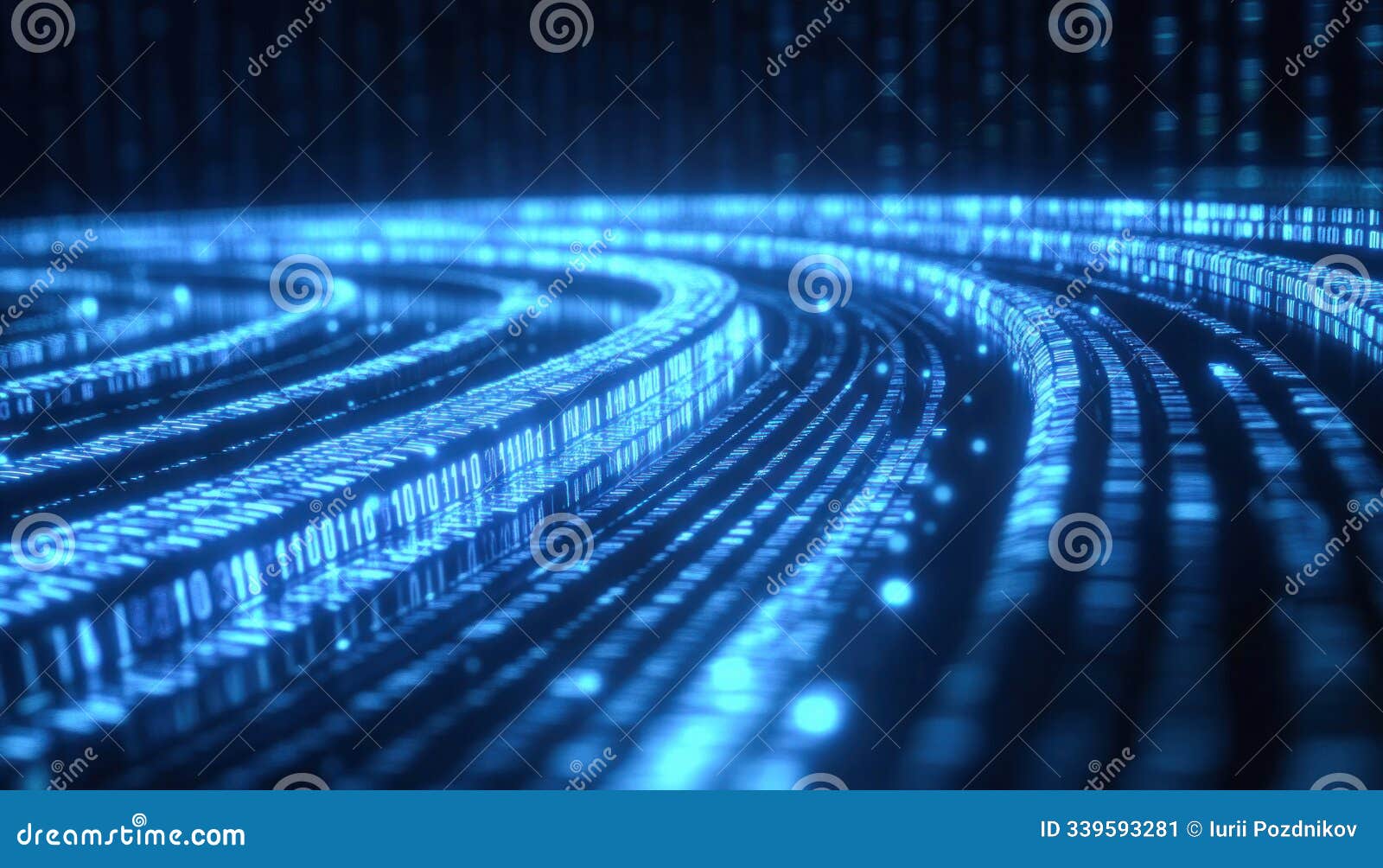 Binary Code Forming Curved Shape on Dark Blue Background Stock Image ...