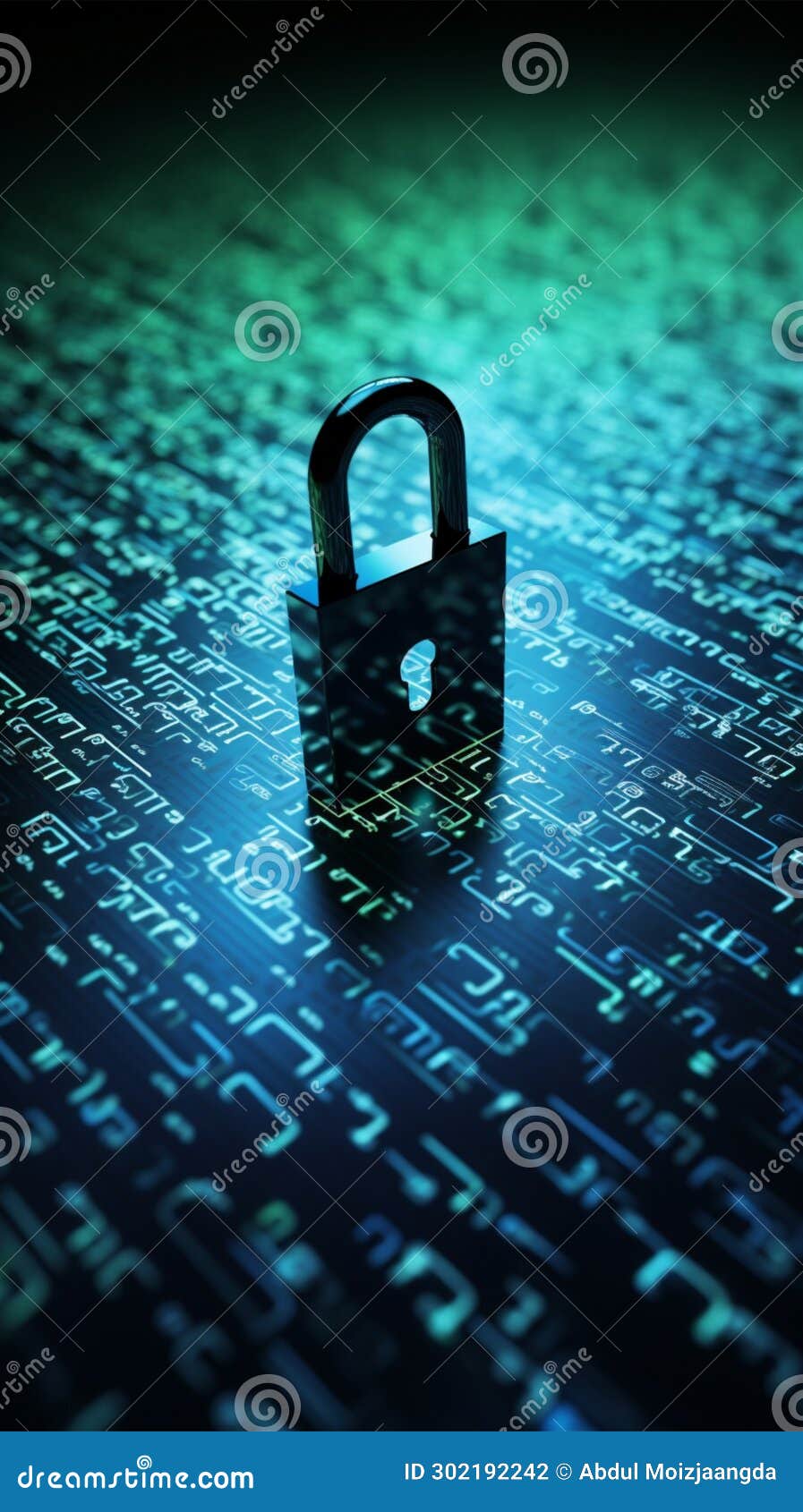 Binary Code Forms Intricate Lock Pattern On 3d Rendered Screen Stock Illustration Illustration