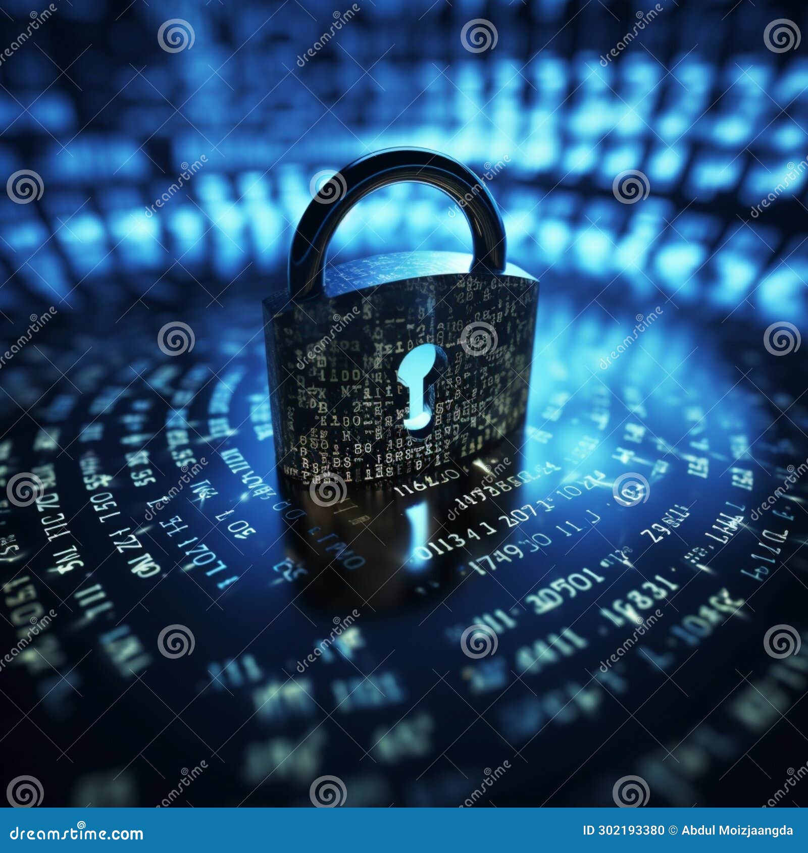 Binary Code Forms Intricate Lock Pattern on 3D Rendered Screen Stock Illustration - Illustration ...