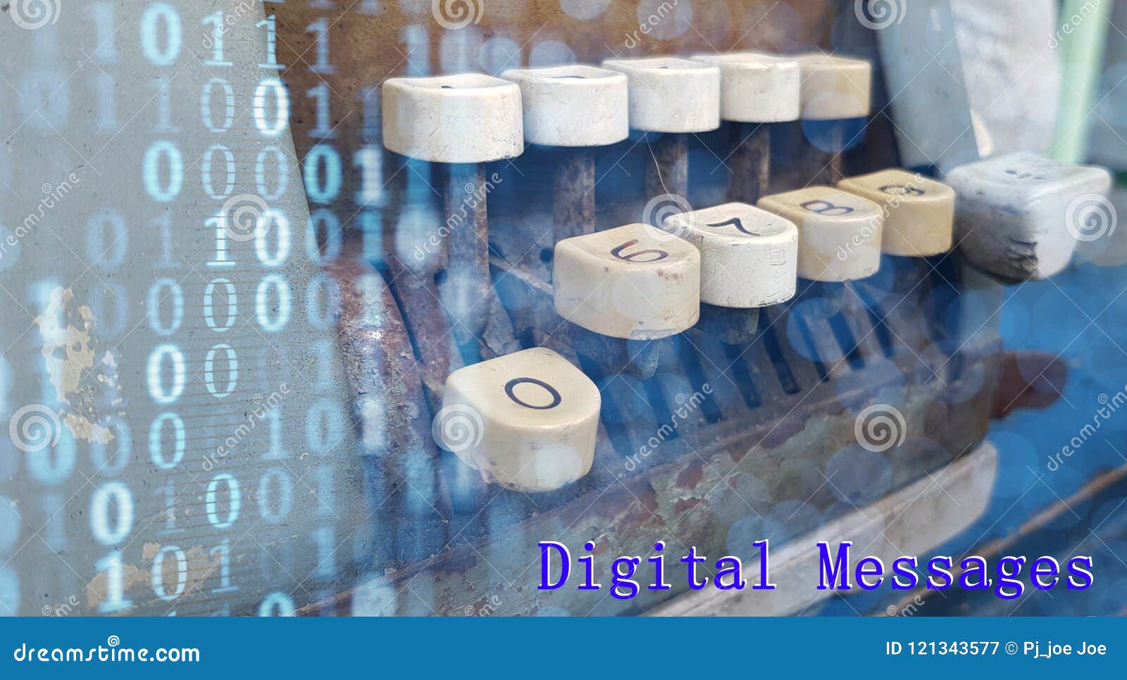 Binary Code on the Front of the Old Typewriter with Word & X22; Digit ...