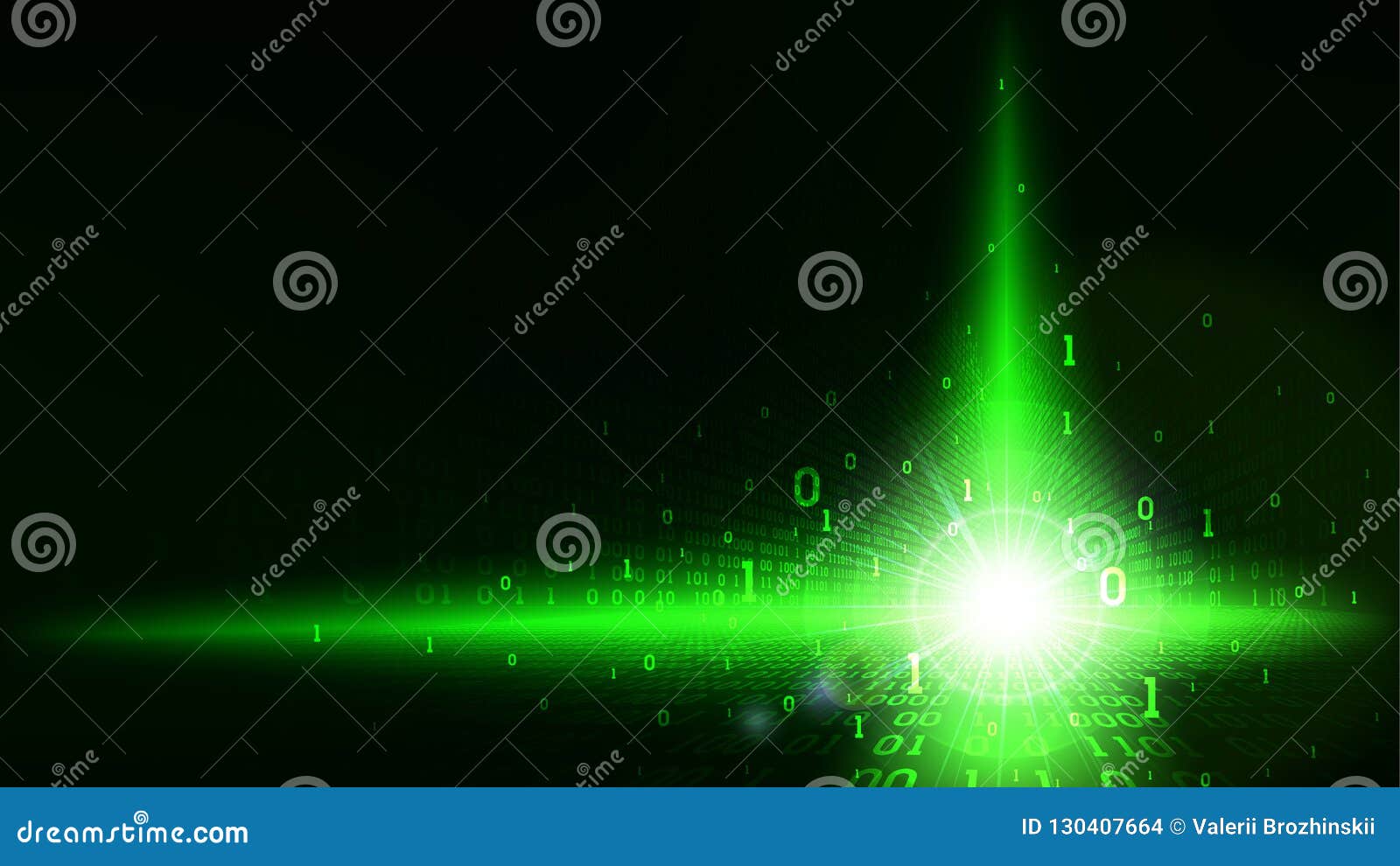 Binary Code in Futuristic Matrix Cyberspace, Abstract Shining Green ...