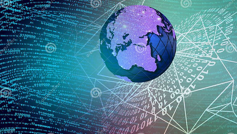 Binary Code Global Background with Global Marketing , Digital Abstract Technology Background ...