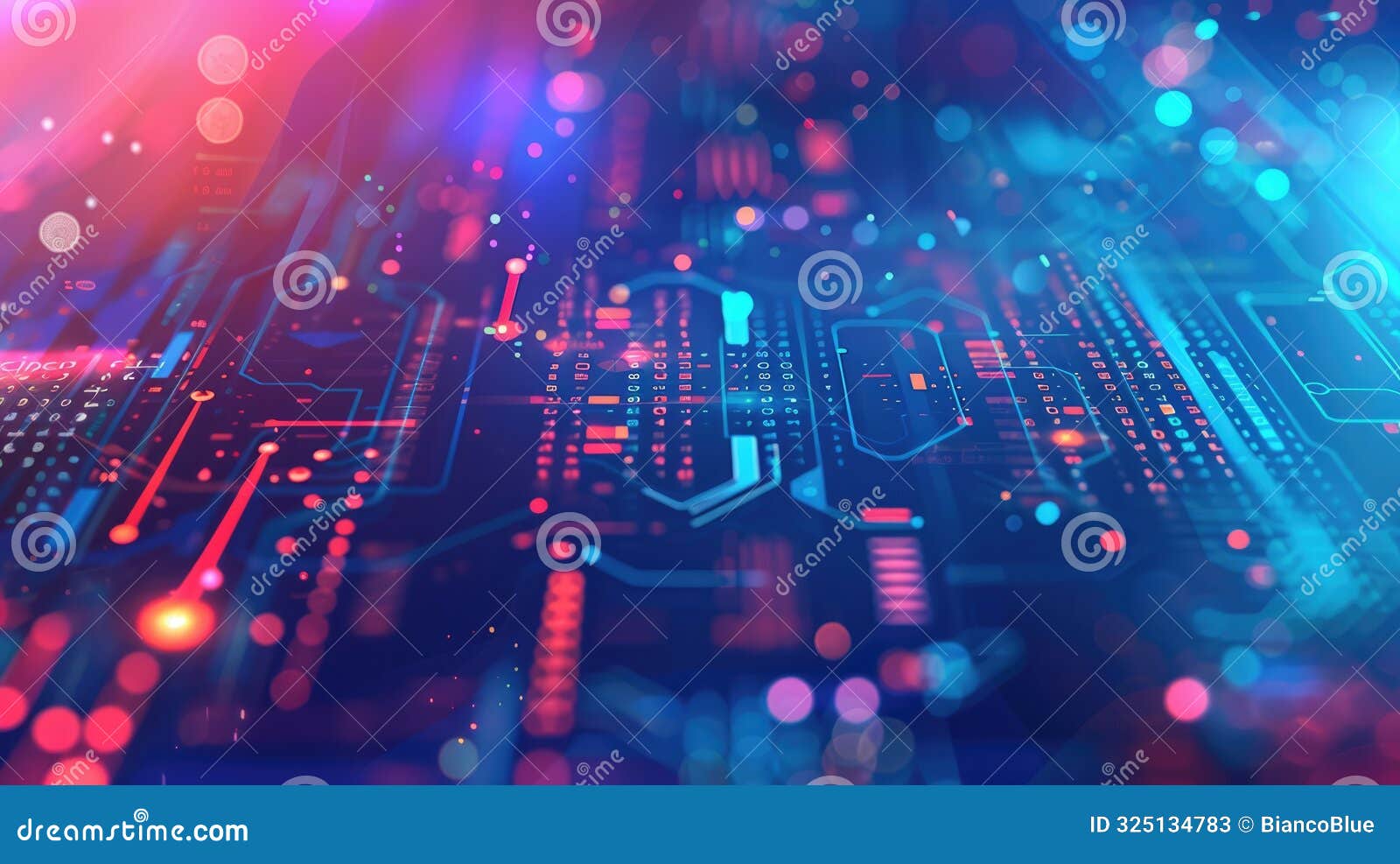 Binary Codes with Glowing Blue Digits. Technology and Data Concept ...