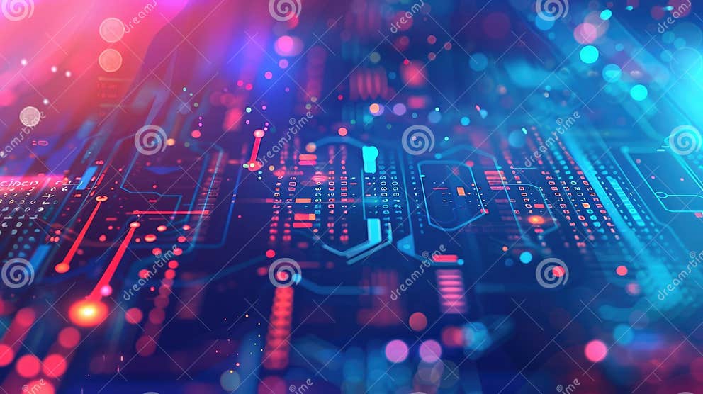 Binary Codes with Glowing Blue Digits. Technology and Data Concept ...